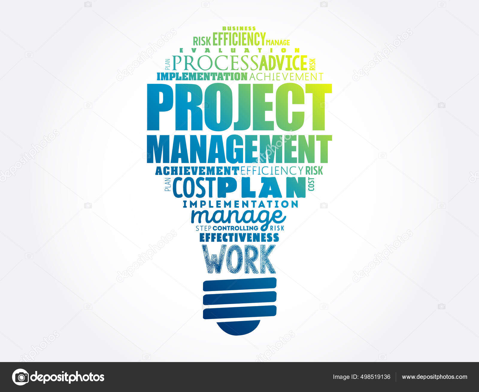 Project Management Light Bulb Word Cloud Collage Business Concept ...