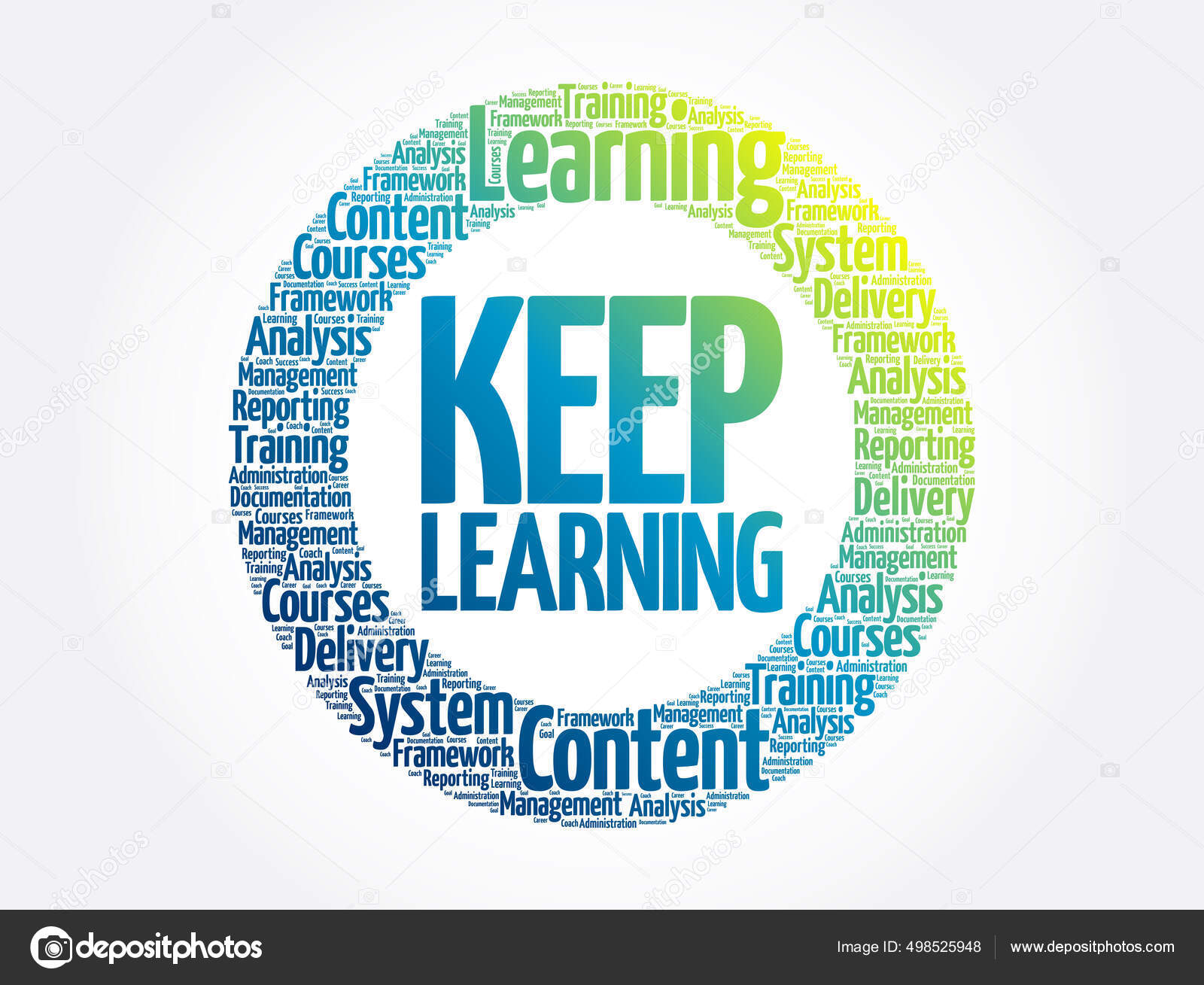 Keep Learning Circle Word Cloud Business Concept Stock Vector by ...