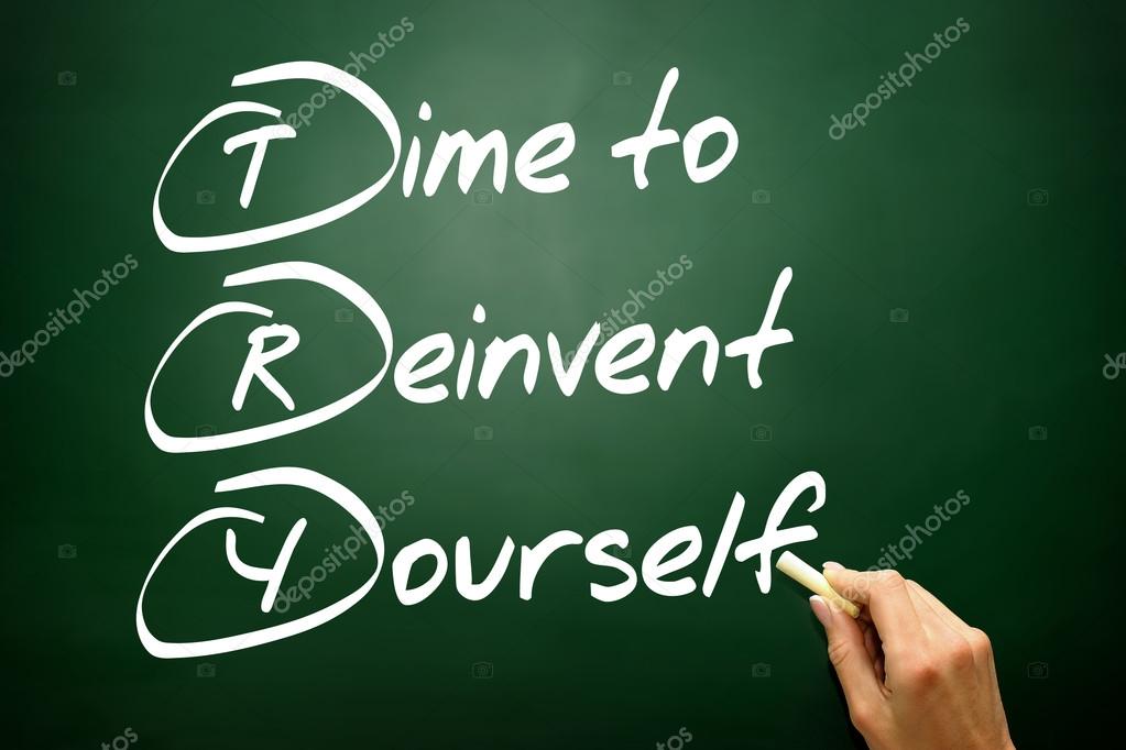 Hand drawn Time to Reinvent Yourself (TRY), business concept on Stock ...