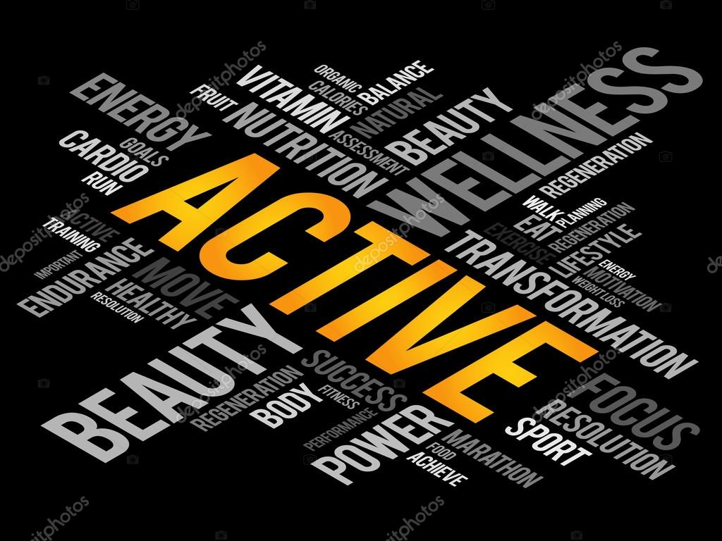 ACTIVE word cloud, fitness Stock Vector by ©dizanna 96626008