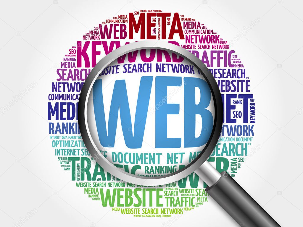 Web word cloud with magnifying glass — Stock Photo © dizanna #97848346