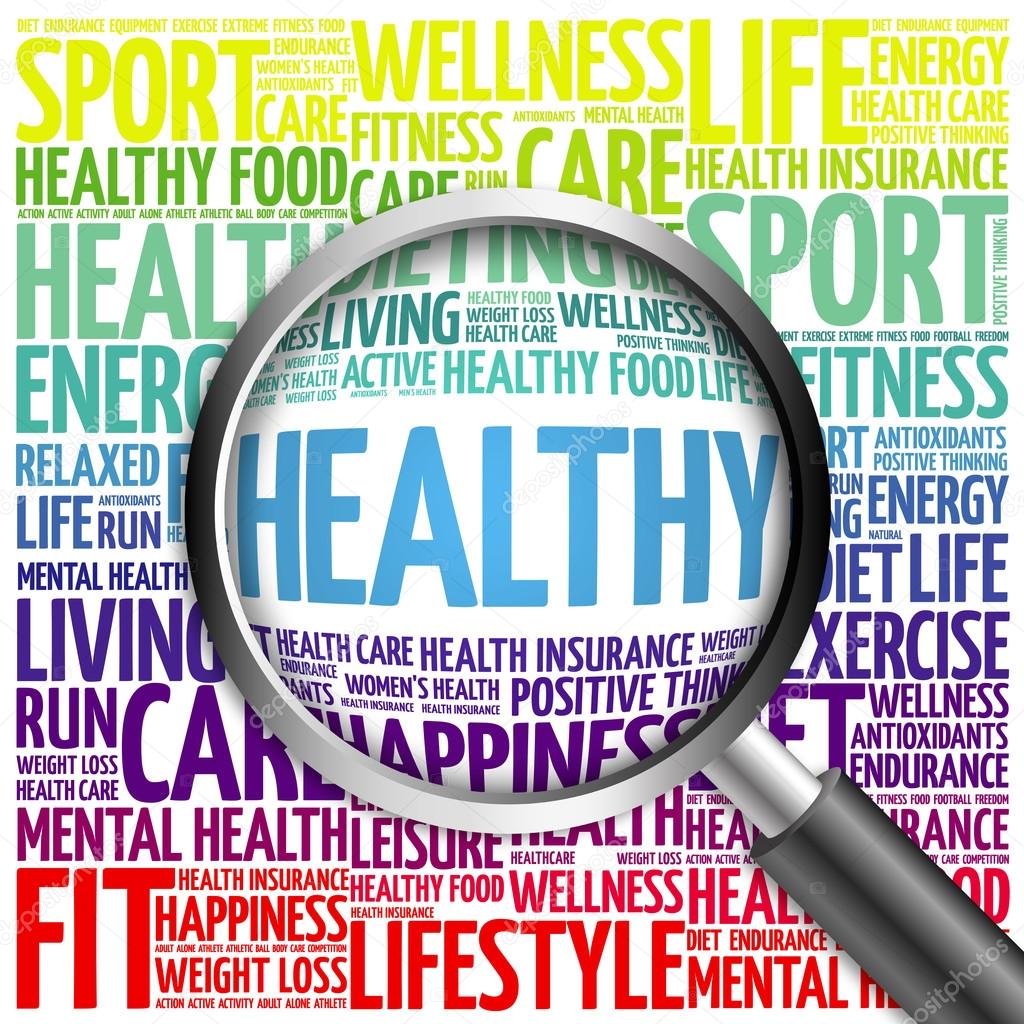 HEALTHY word cloud with magnifying glass — Stock Photo © dizanna #97971016