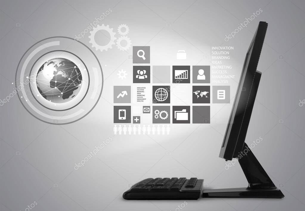 Computer with 3d digital icons Stock Photo by ©billiondigital 118561928