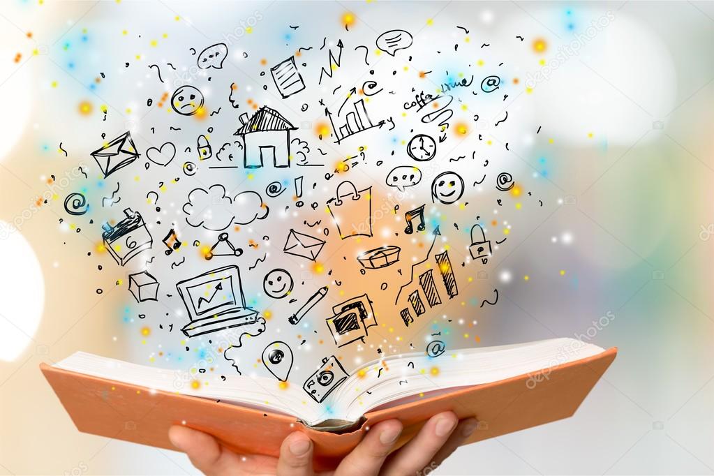 Open book with drawing Stock Photo by ©billiondigital 118562648