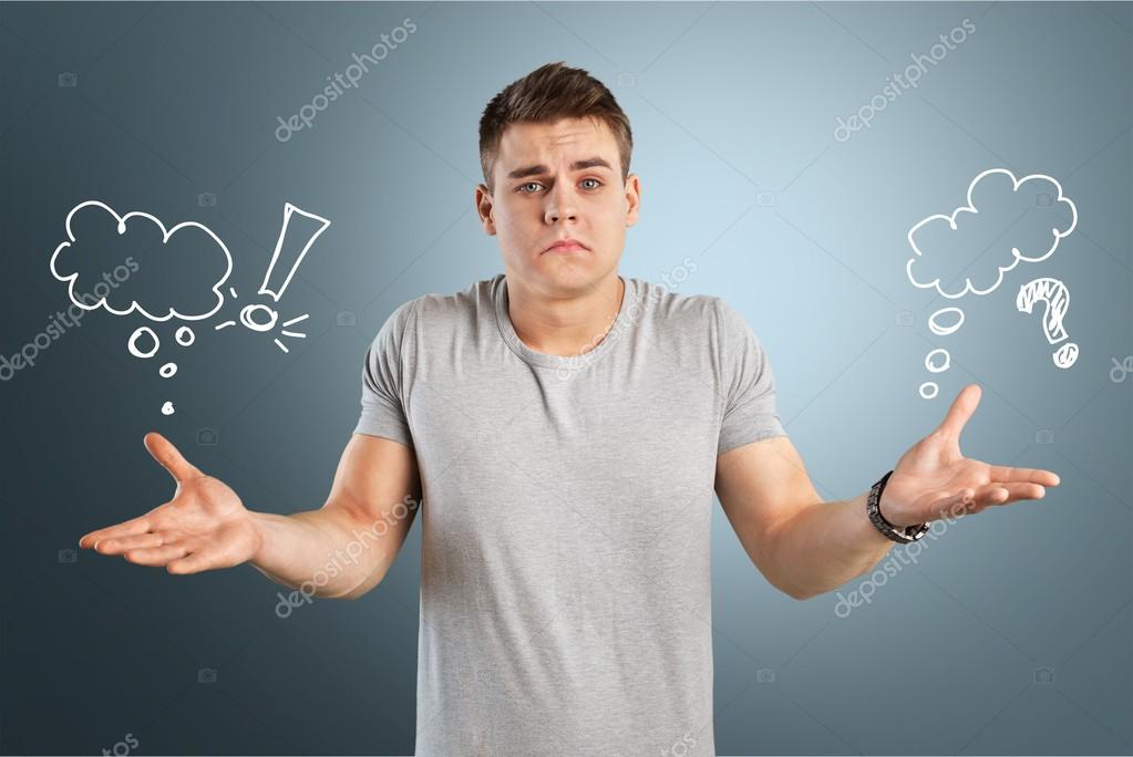 Confused, puzzled man — Stock Photo © billiondigital #118564420 Confused, puzzled man — Stock Photo © billiondigital #118564420