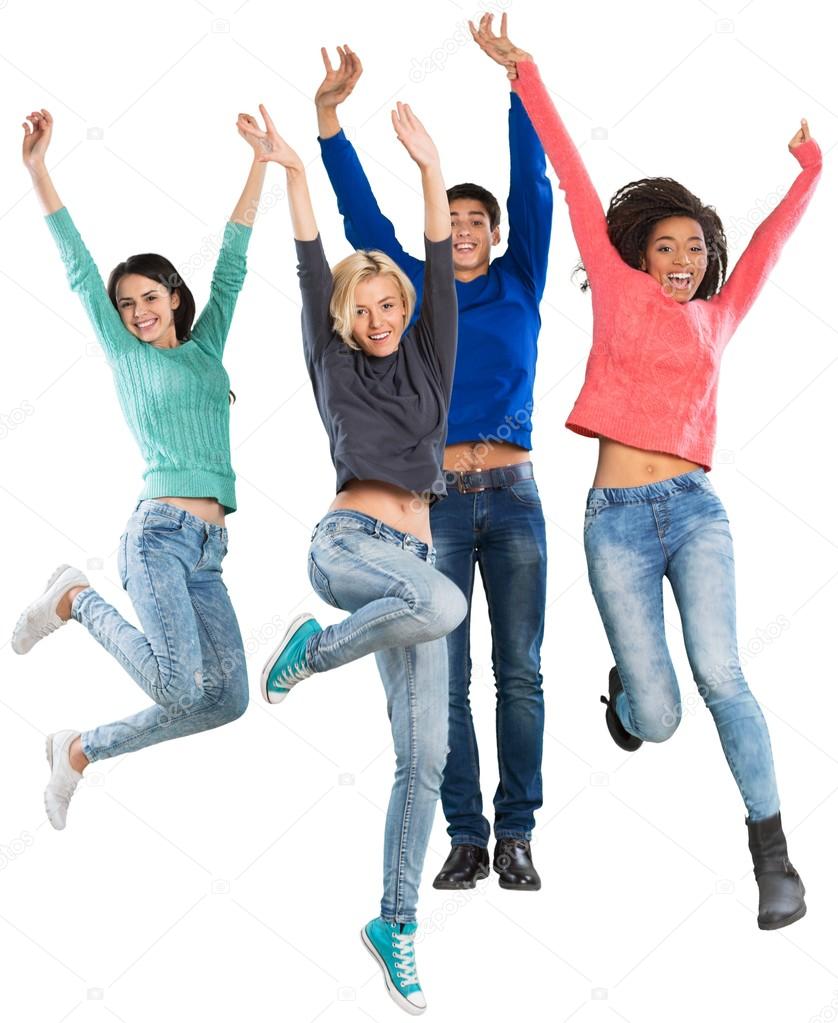 Happy Teenagers Jumping