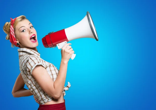ᐈ Woman with megaphone stock pictures, Royalty Free girl holding ...