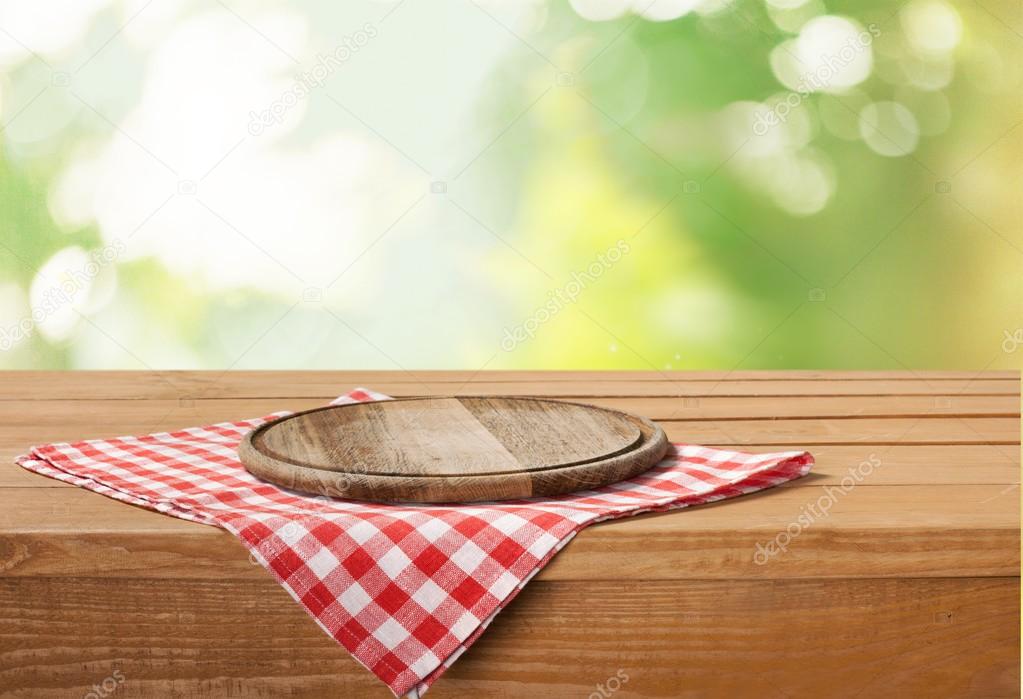 Empty tray on tablecloth Stock Photo by ©billiondigital 118621010