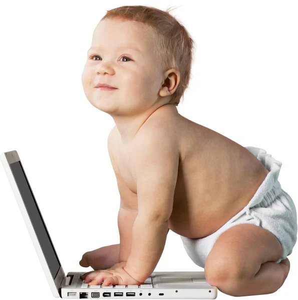 A baby using laptop Stock Photos, Royalty Free A baby using laptop ...