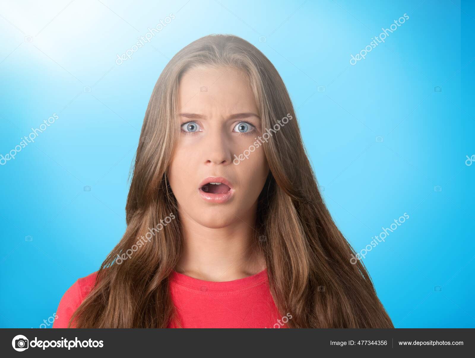 Shocked Female Portrait Frowning Open Mouth Angry Surprised Face ...