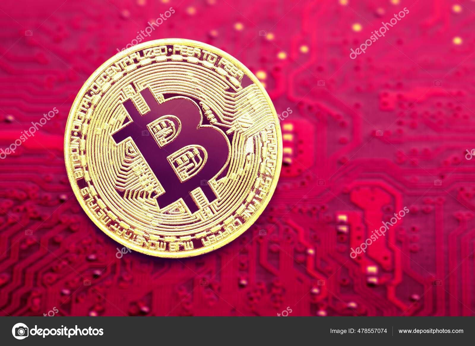 Golden Coins Bitcoins Symbol Mainboard Stock Photo by ©billiondigital ...