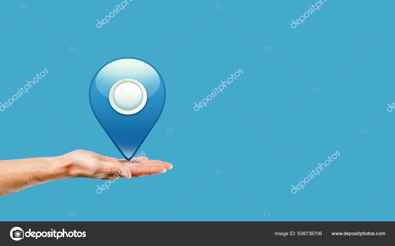 Big Location Symbol Hand Colored Background Stock Photo by ...