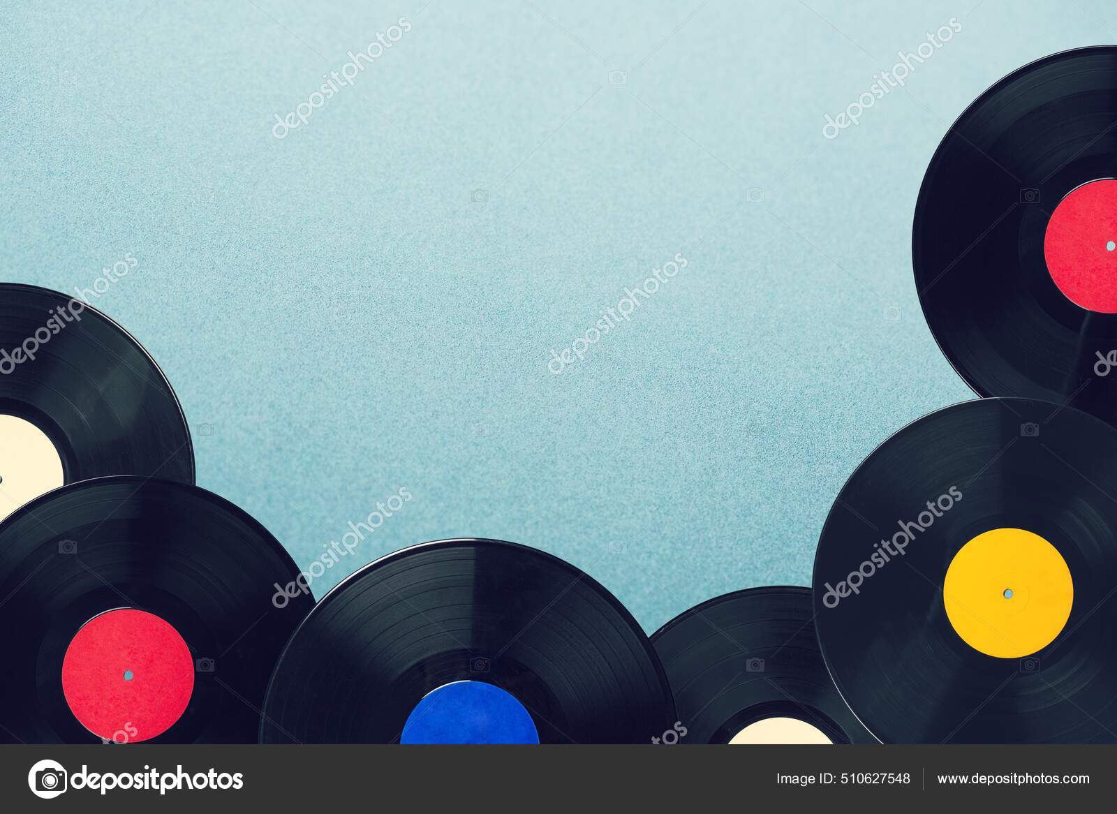 Vinyl Records Background Multi Colored Vinyl Records Background Retro