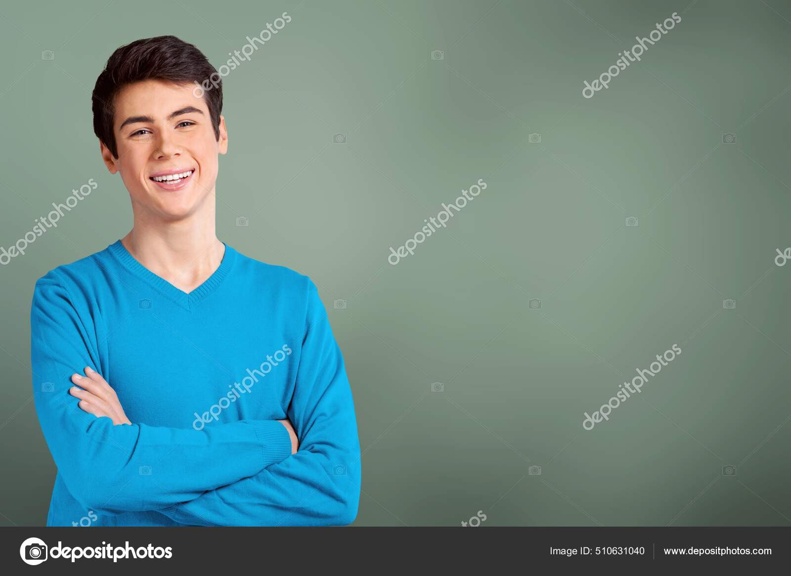 Handsome Mid Adult Man Looking Camera Wall Smiling — Stock Photo ...