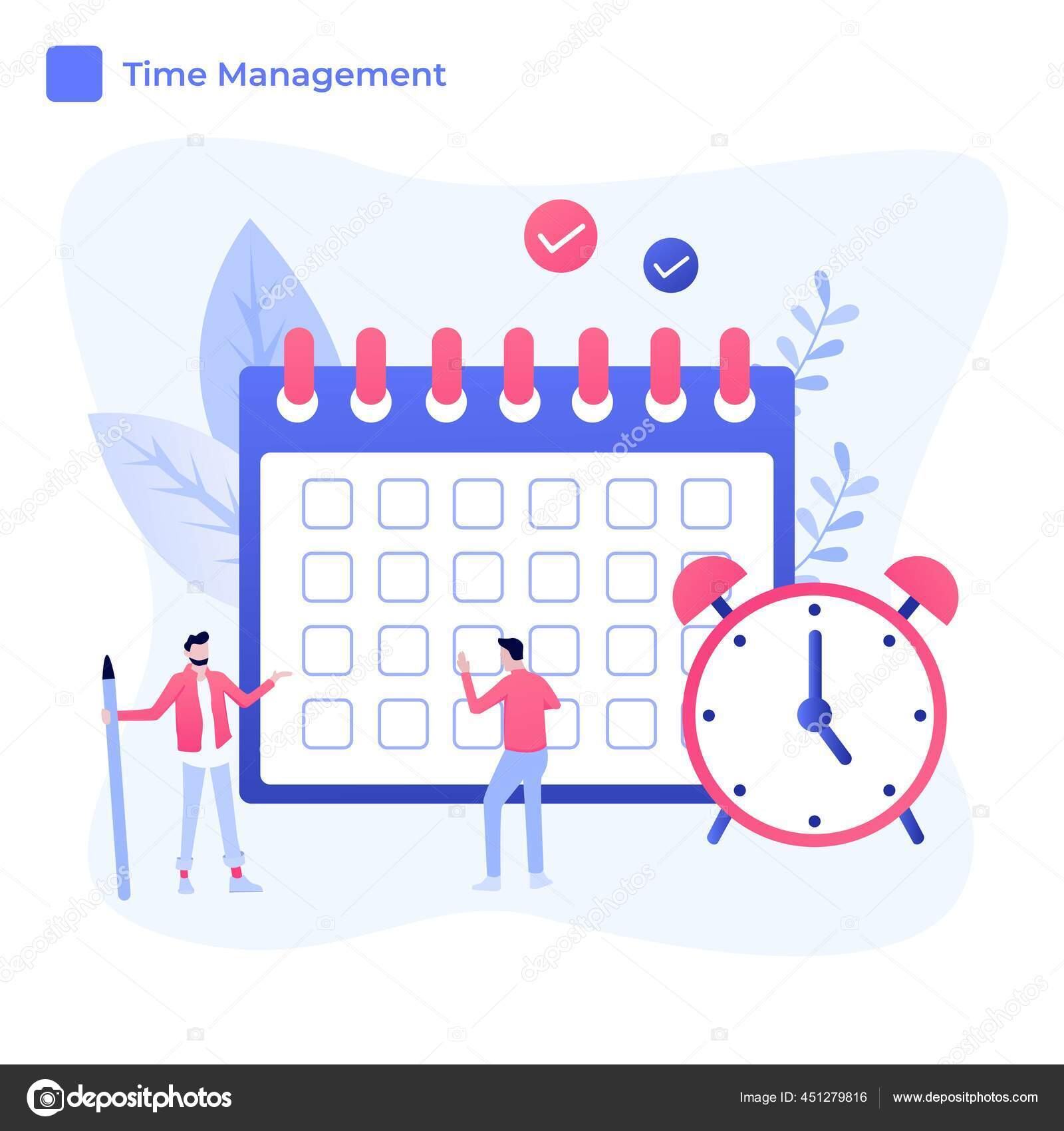 Effective Time Management Symbols Flat Elements Set Tasks Planning ...