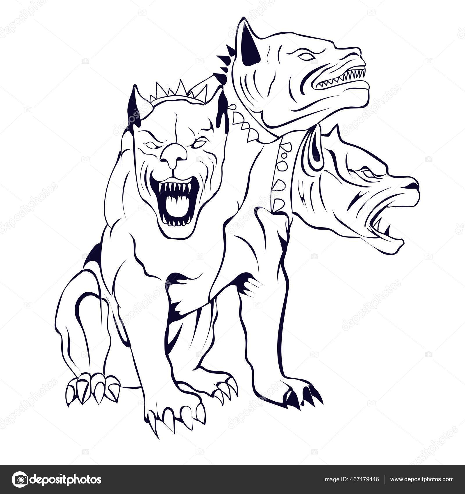 Cerberus Illustration Black White Style Stock Vector Image by ©Marciano ...