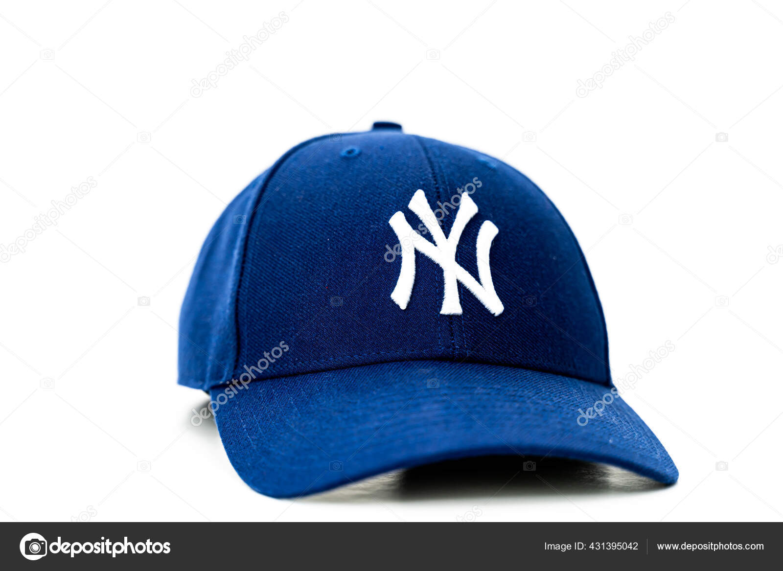 Blue Baseball Hat Logo White Front Isolated White Background High ...