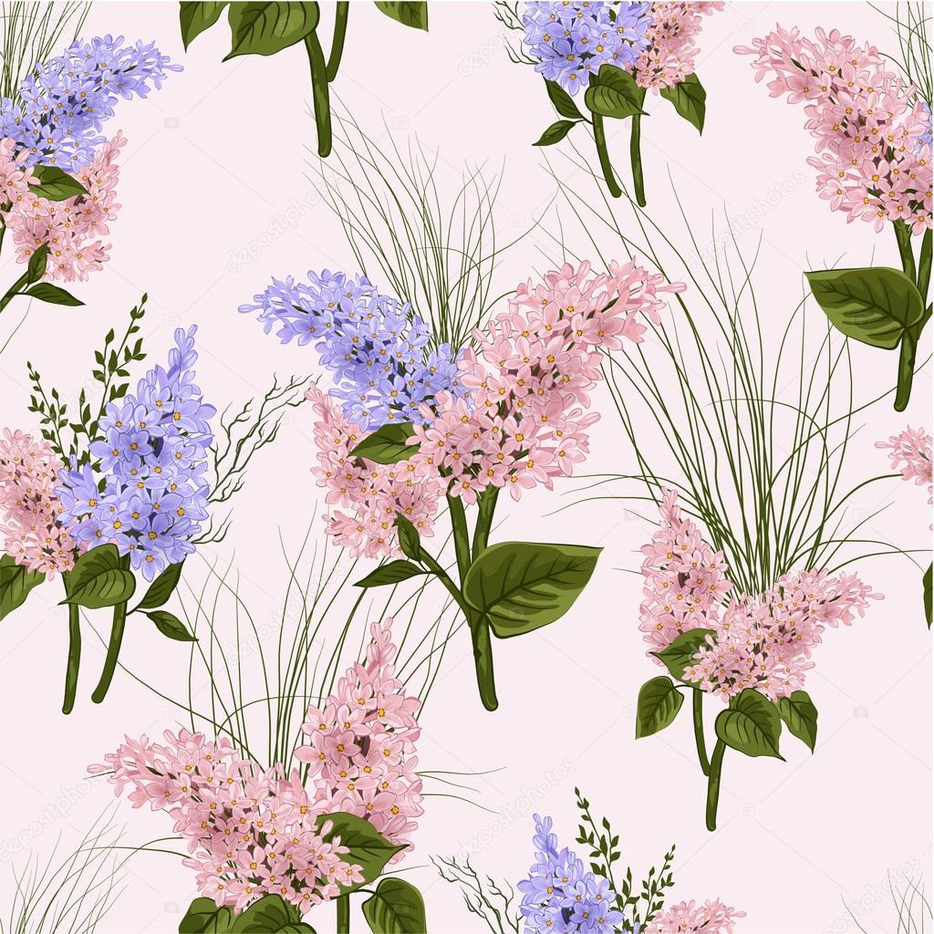 Seamless floral pattern with lilac flowers Stock Vector Image by ...