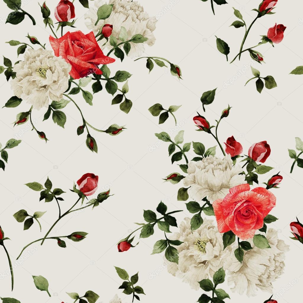 Watercolor convolvulus and roses pattern Stock Illustration by ...