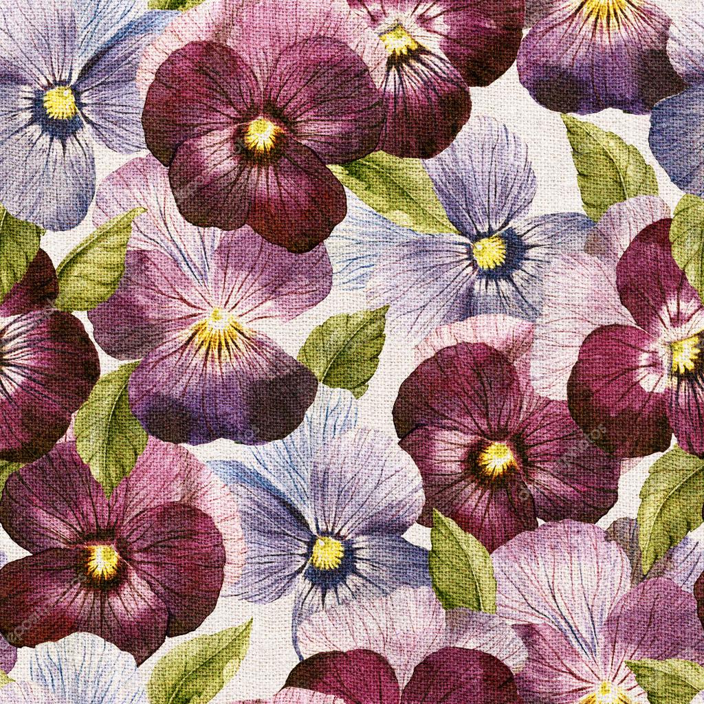 Watercolor pansy pattern Stock Illustration by ©ollallya #66409401