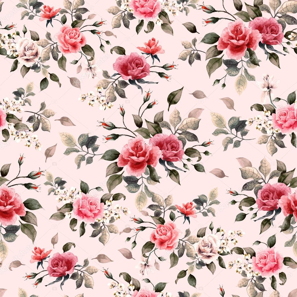 Red and pink roses pattern Stock Illustration by ©ollallya #66409731