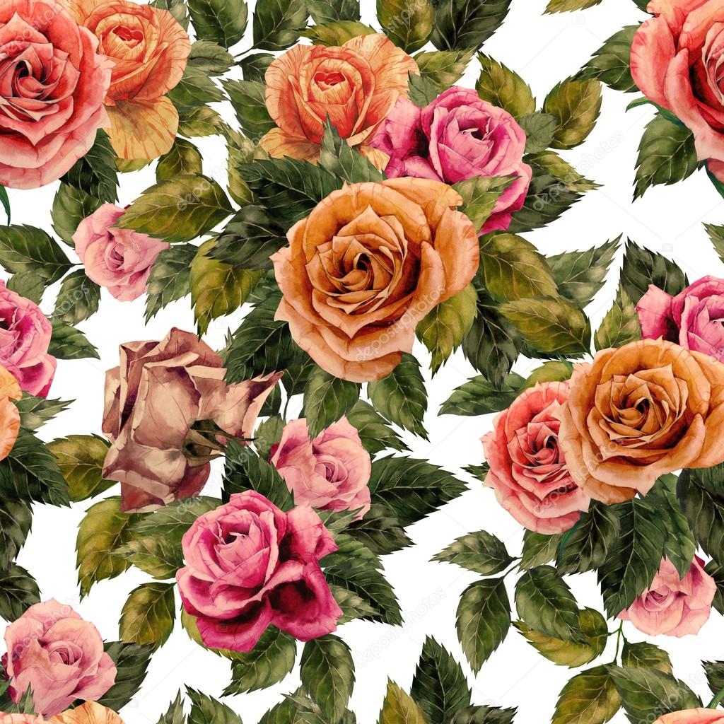 Floral pattern with roses ⬇ Stock Photo, Image by © ollallya #66409781