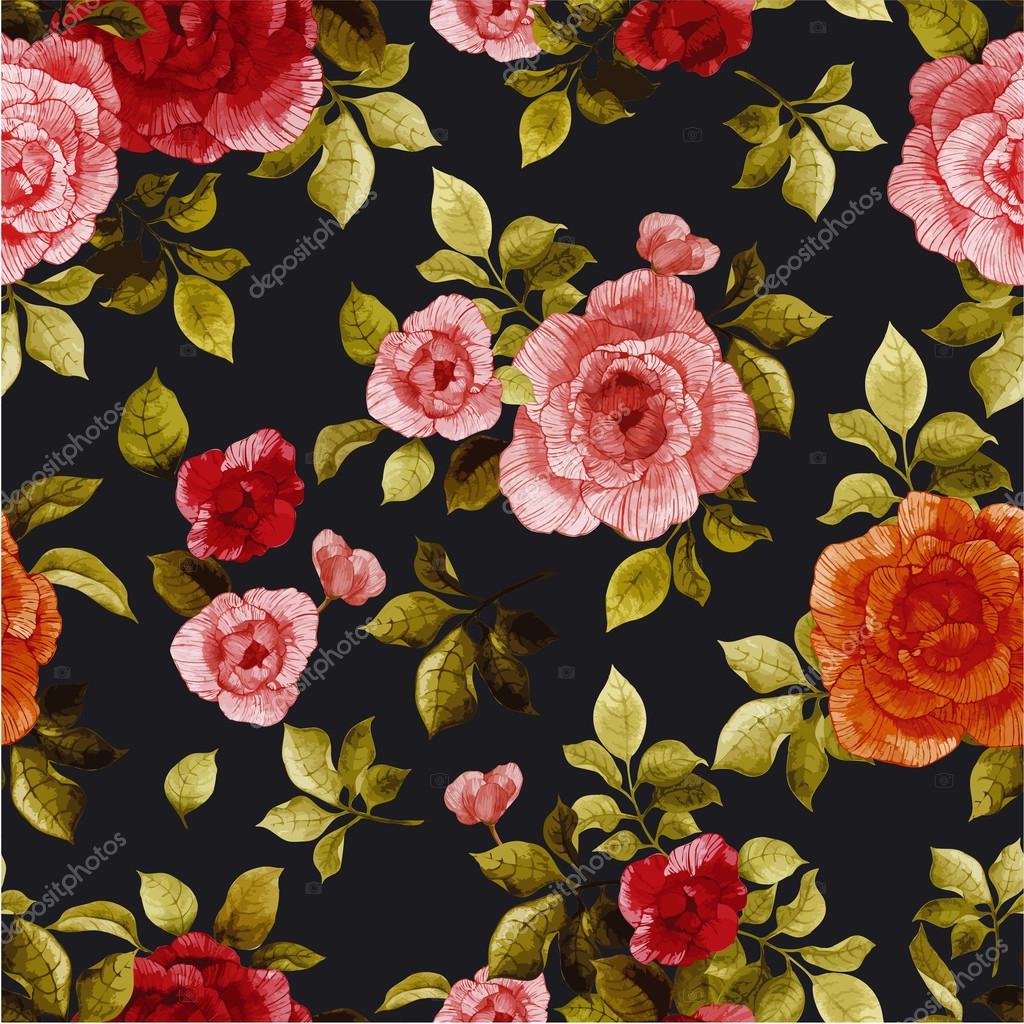 Floral pattern with roses Stock Vector Image by ©ollallya #66410435