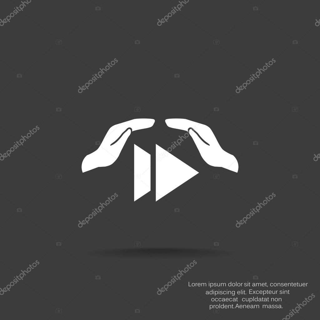 Play button and hands icon Stock Vector by ©LovArt 118667604