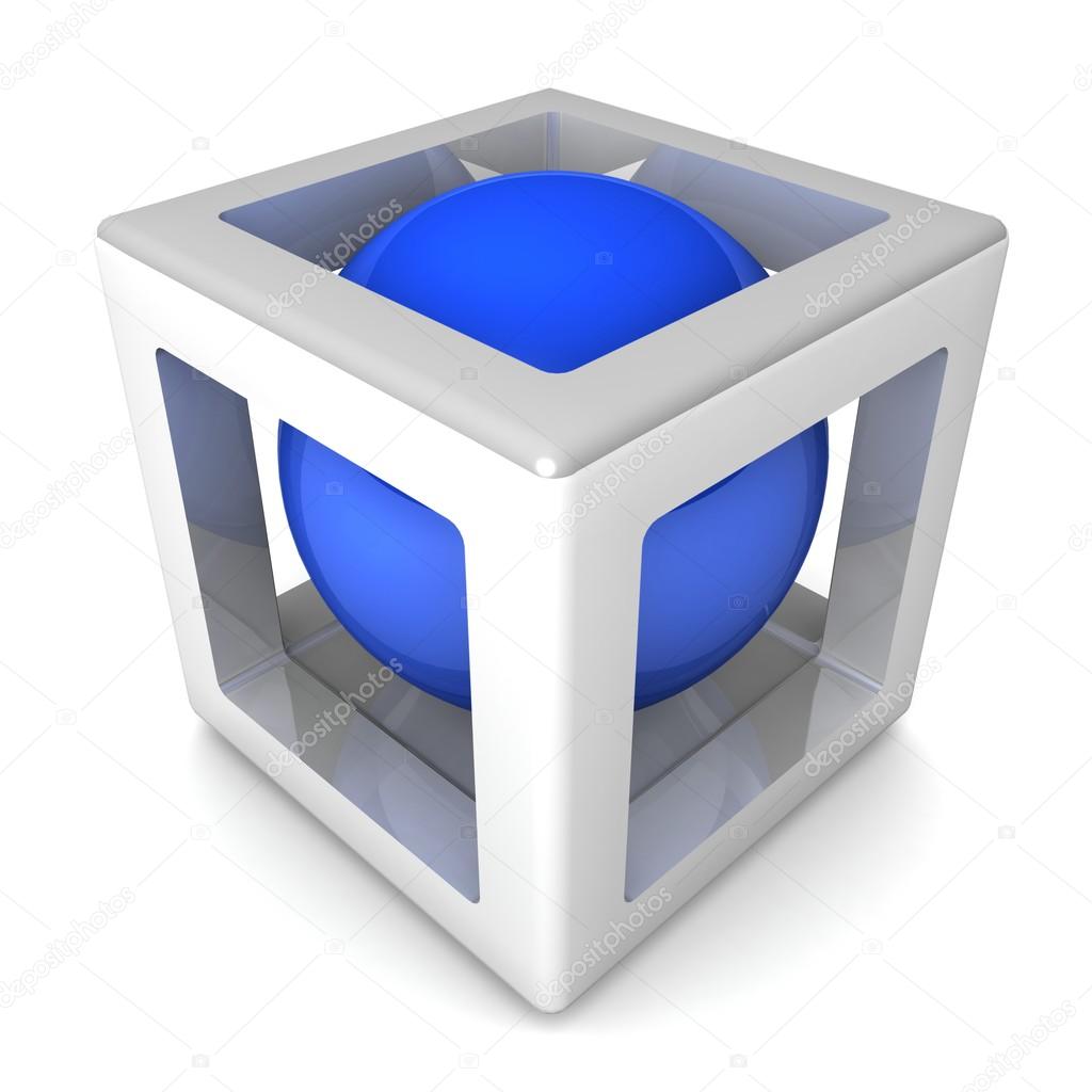 3d cube with sphere inside. — Stock Photo © LovArt #65699803