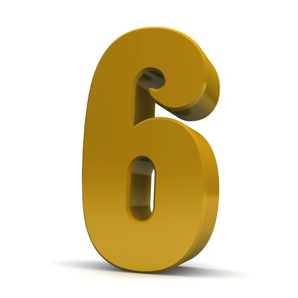 The number six as a polished golden object with clipping path Stock ...