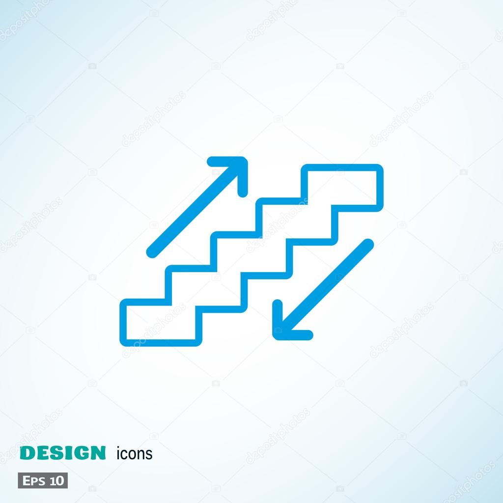 Señal de escalera mecánica con escaleras y flechas Vector de stock por ...