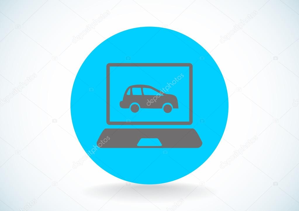 Laptop with car on screen icon Stock Vector by ©LovArt 77541827