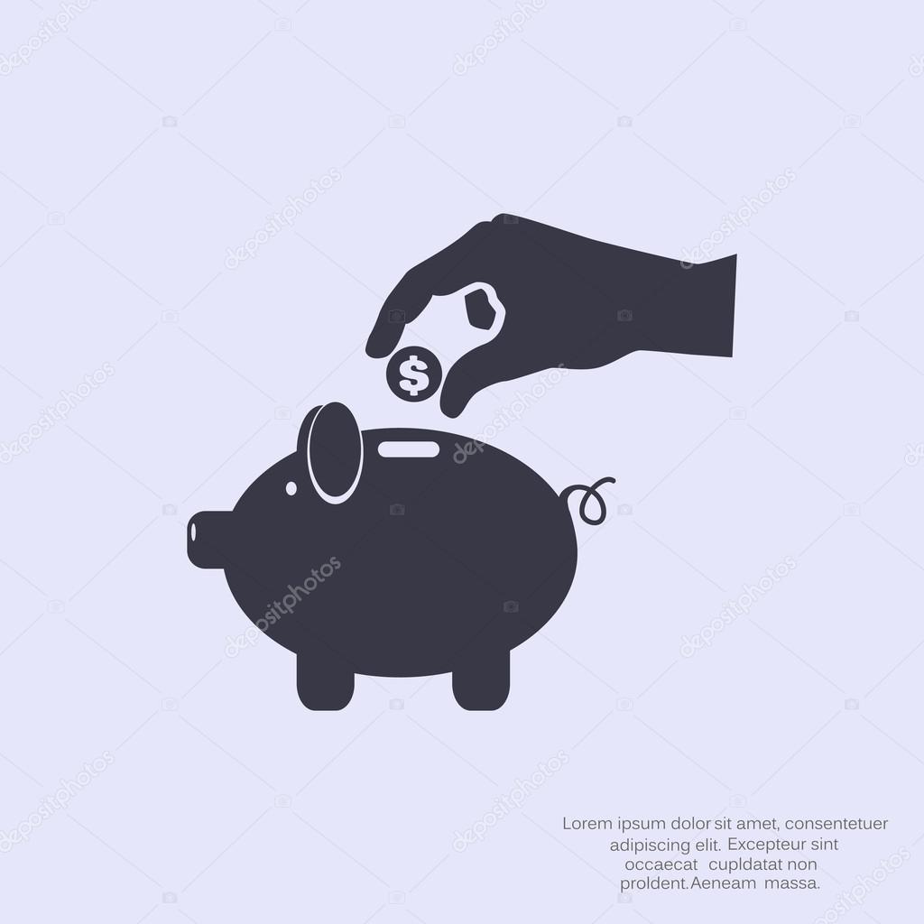 Hand dropping coin in piggy bank Stock Vector by ©LovArt 88880560