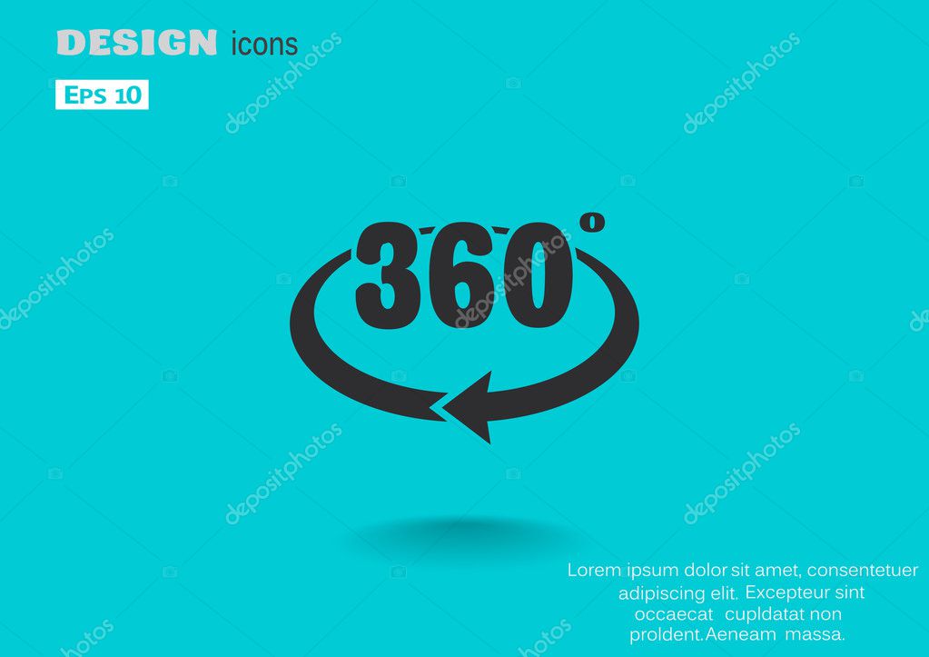 360 grados con icono de flecha redondeada Vector de stock #91975586 de ...