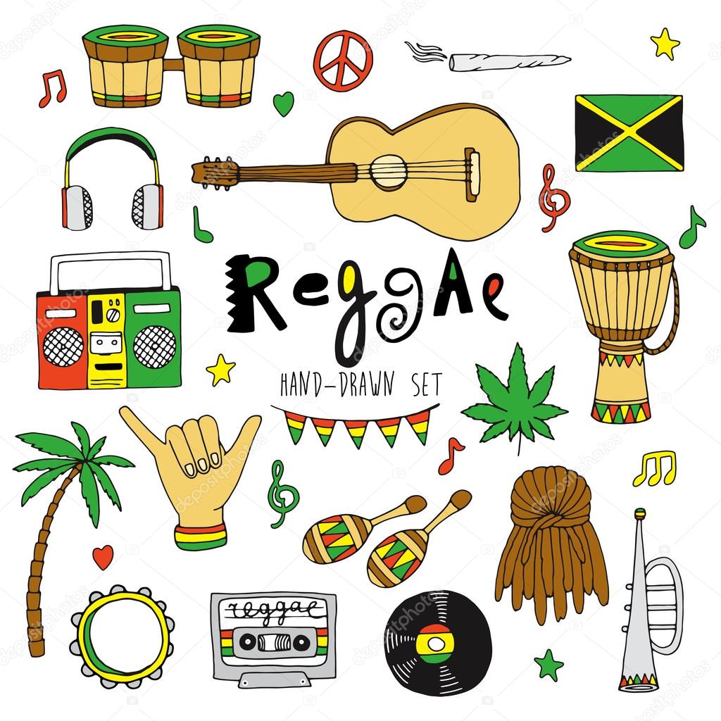 Vector reggae set — Stock Vektor © nadyakr #86518220