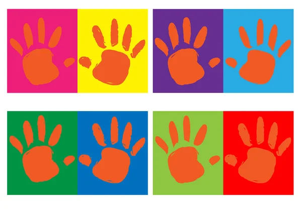 Set Colorful Human Hands Prints Isolated White Background Close View ...