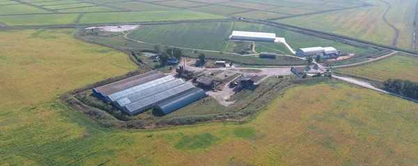 Top view of the hangars. Hangar of galvanized metal sheets for the ...