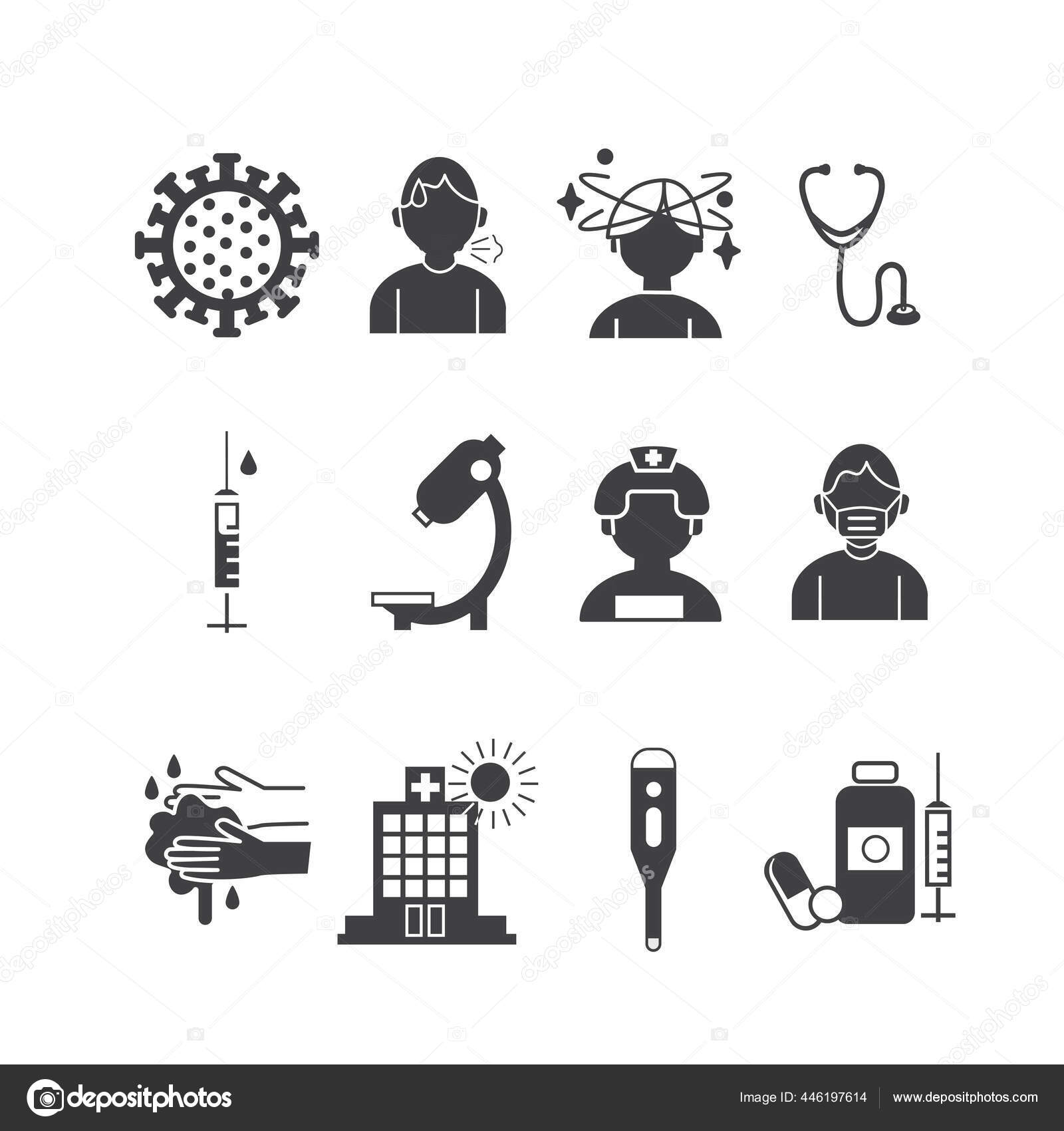 Different Virus Pictograms Lung Infection Icon Warning Sign Prevent ...