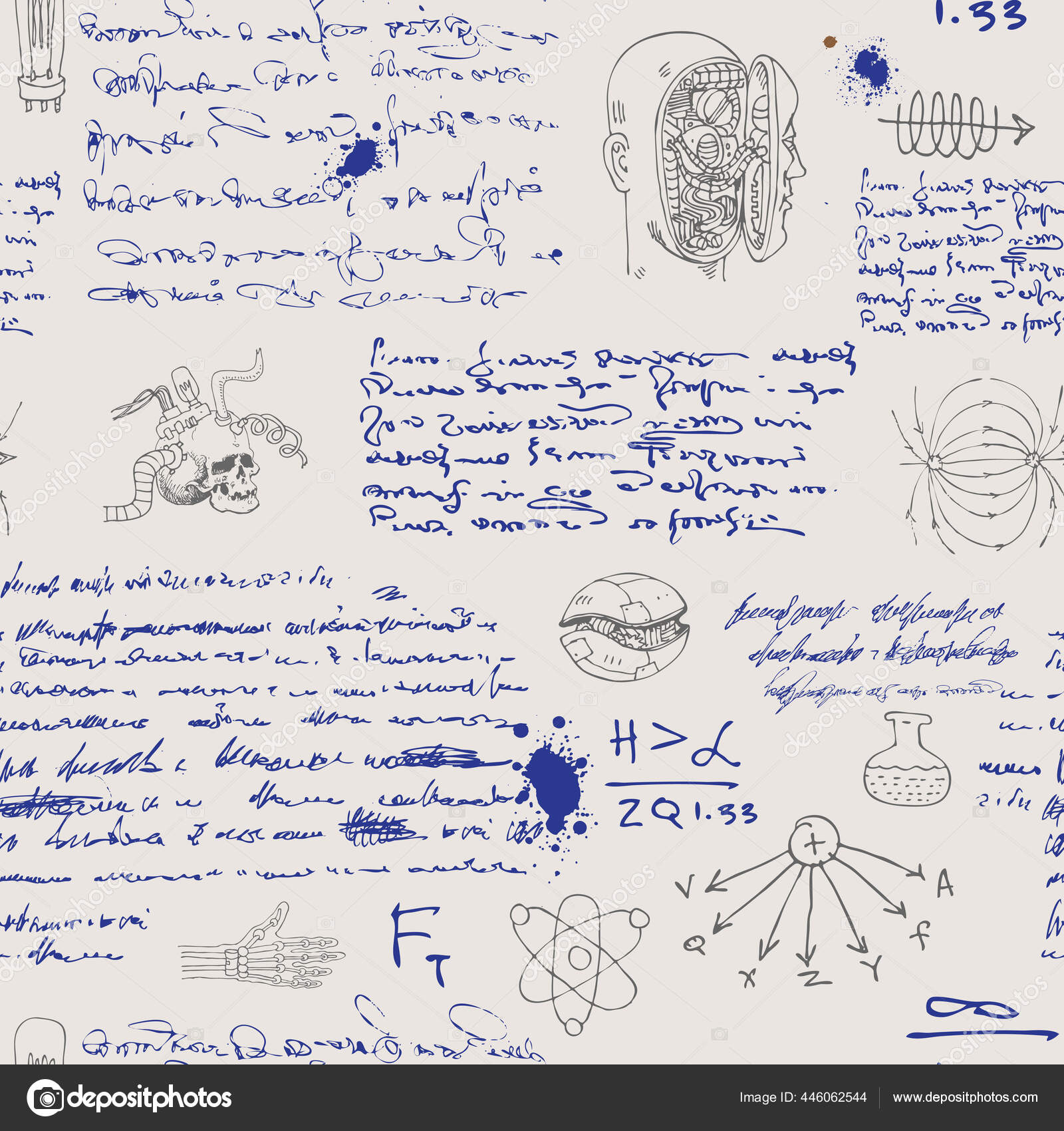 Vector Image Seamless Texture Background Style Sketches Diary Scientist ...