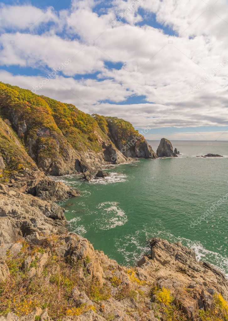 Japanese sea and cliffs — Stock Photo © xotaka #93145590