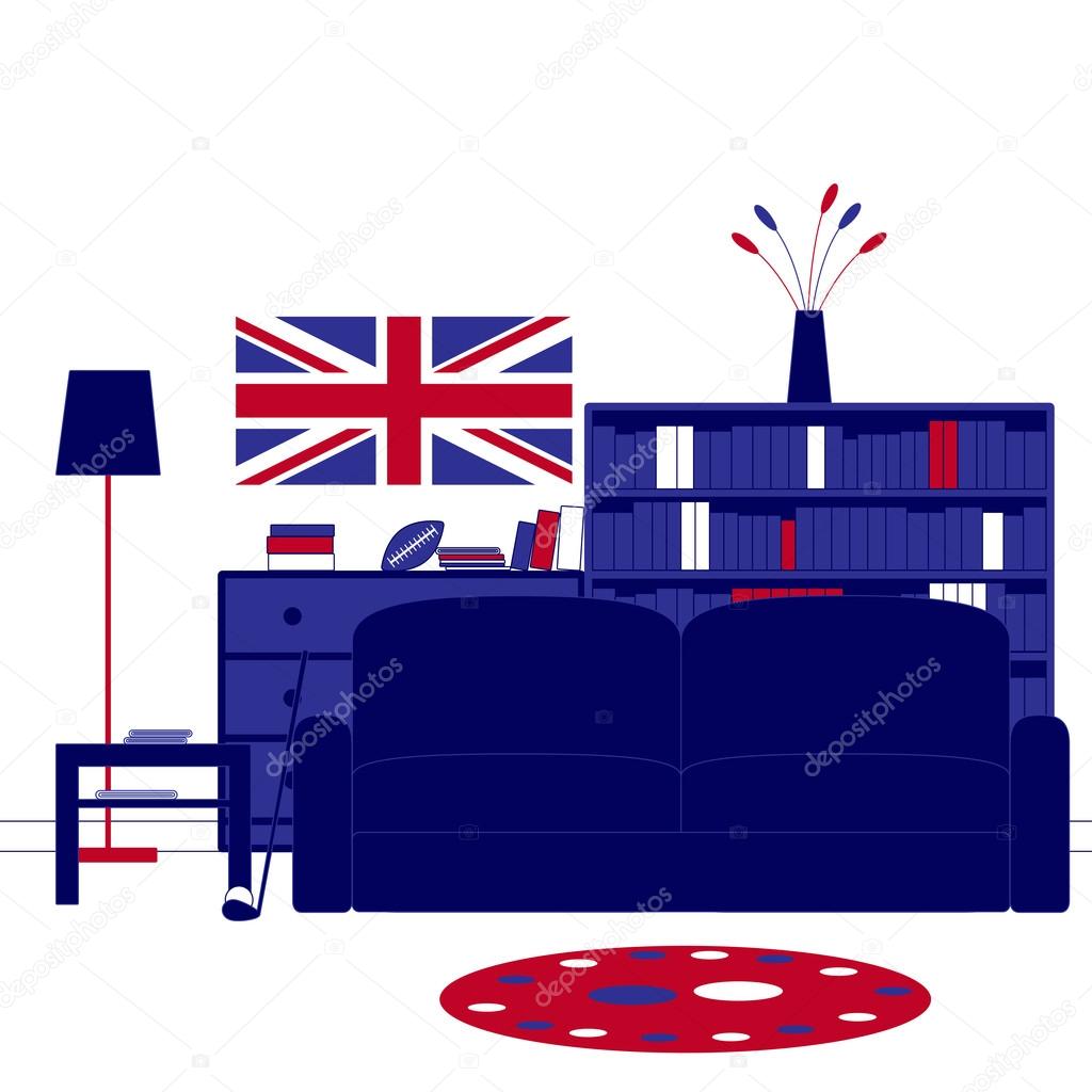 British room interior — Stock Vector © mborgali #72290369