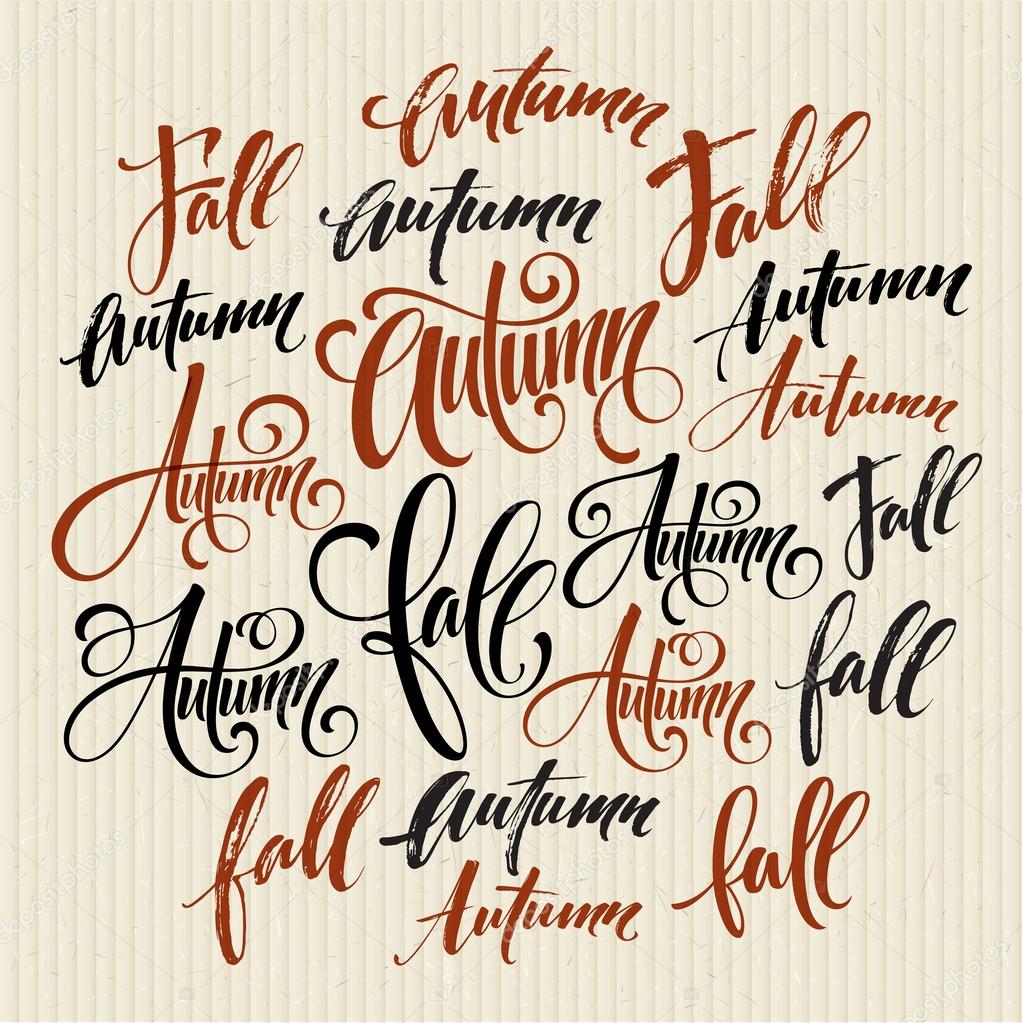 Season style lettering. Calligraphy graphic design element. Fall ...