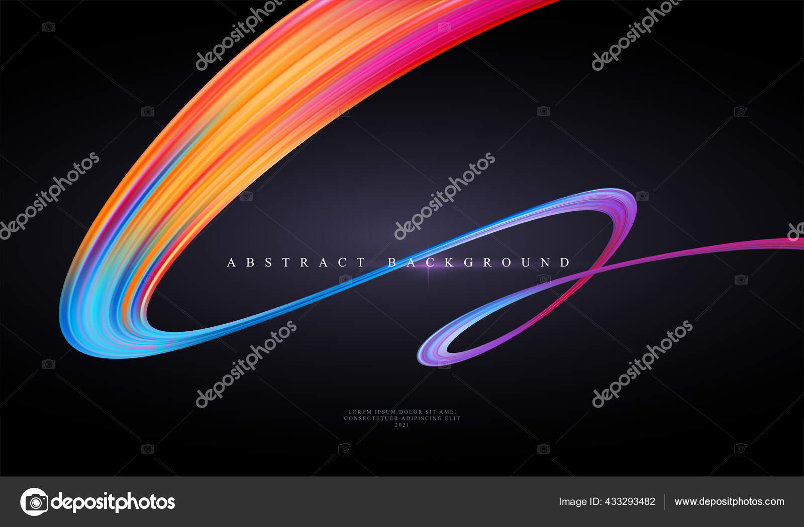 Modern trending abstract black background with curving bright full ...