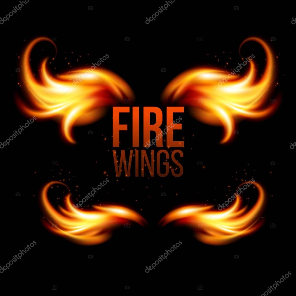 Wings in Flame and Fire. Illustration on black — Stock Vector © Vik_Y ...