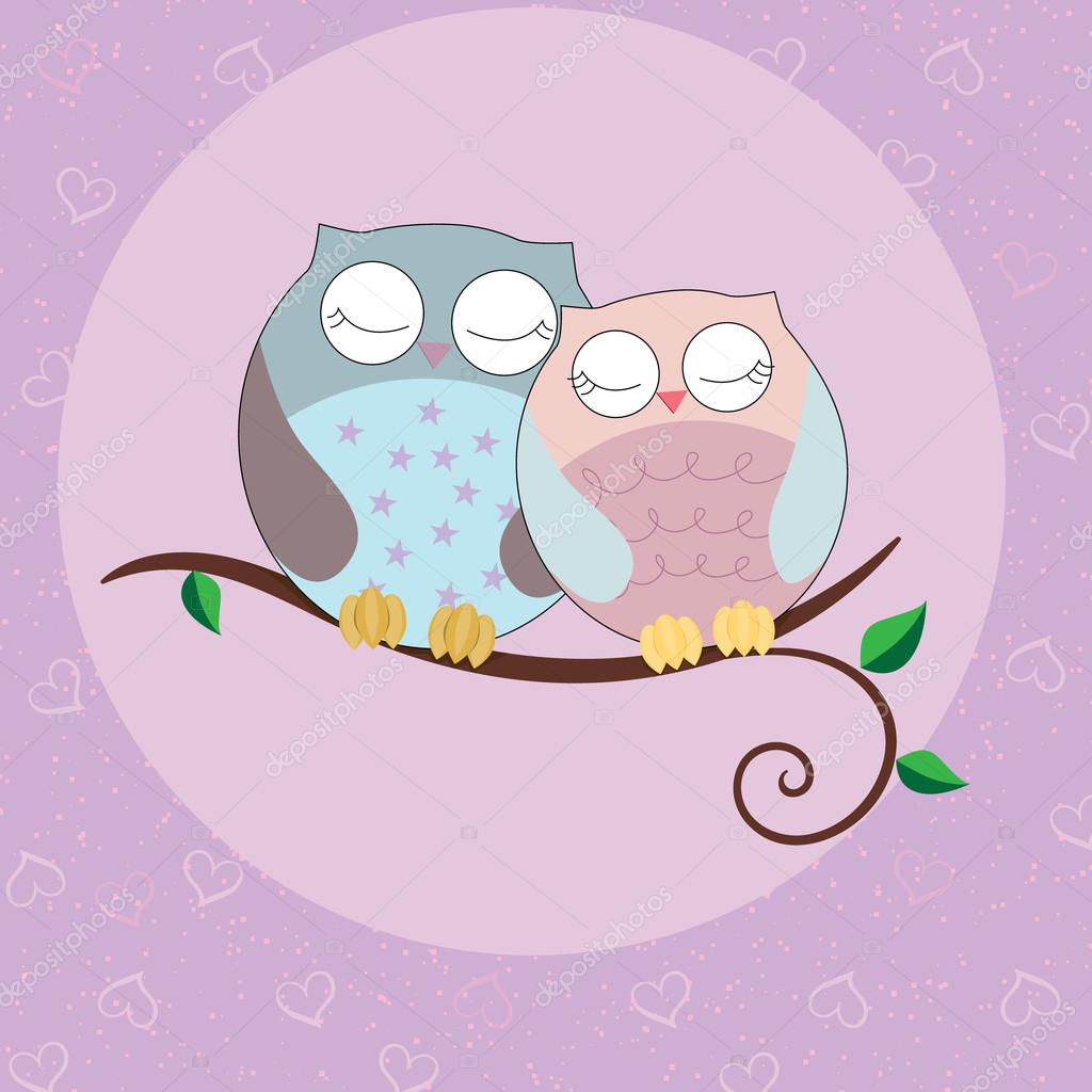 Drawing & Illustration Pink and Blue Owl Couple Digital Art ...