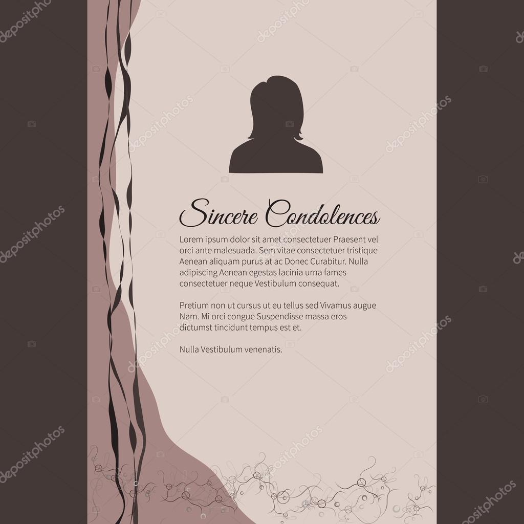 Sincere Condolences vector lettering in abstract style, place for text ...