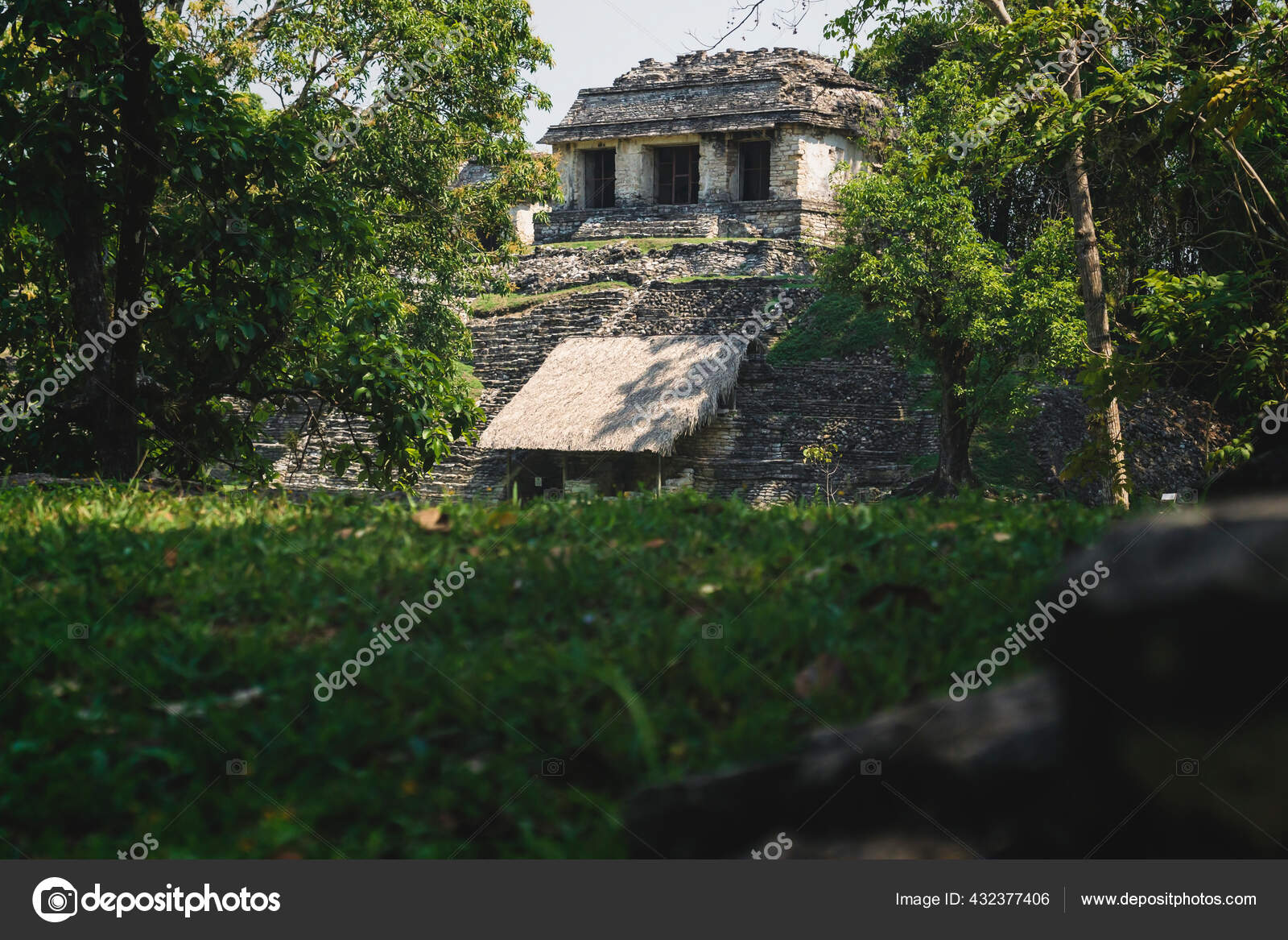 Small Pyramid Mayan Ruin Temple Archaeological Unesco Site Palenque ...