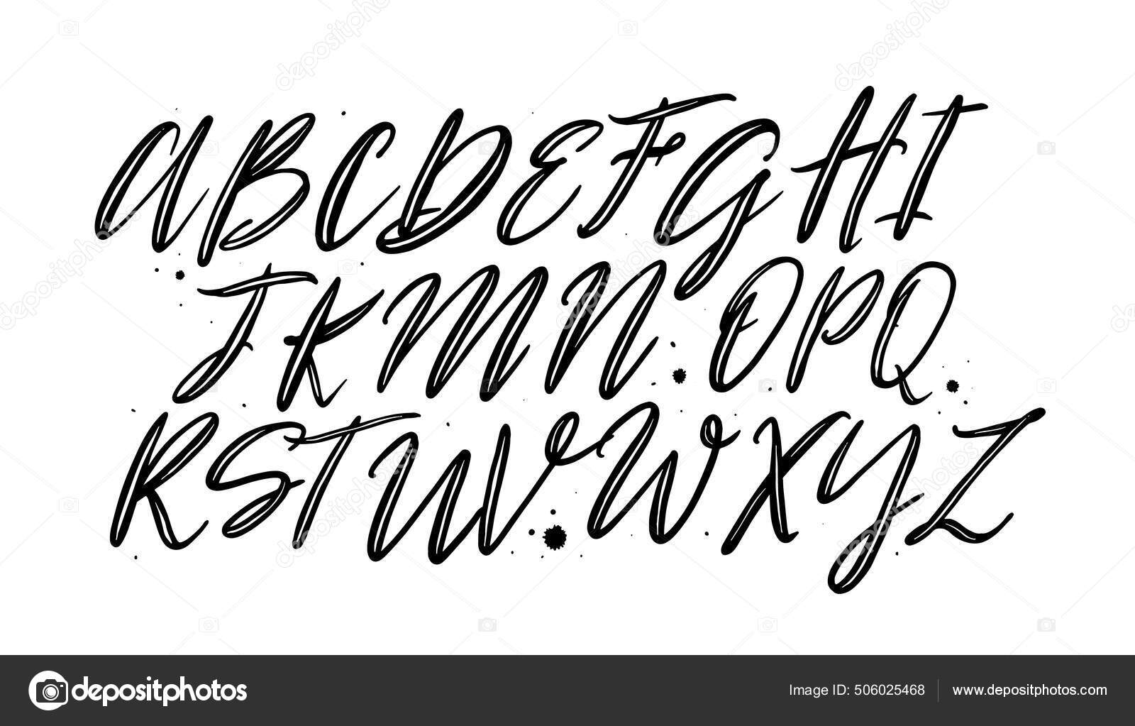 Hand Drawn Font Calligraphy Decorative Abc Alphabet Isolated White ...