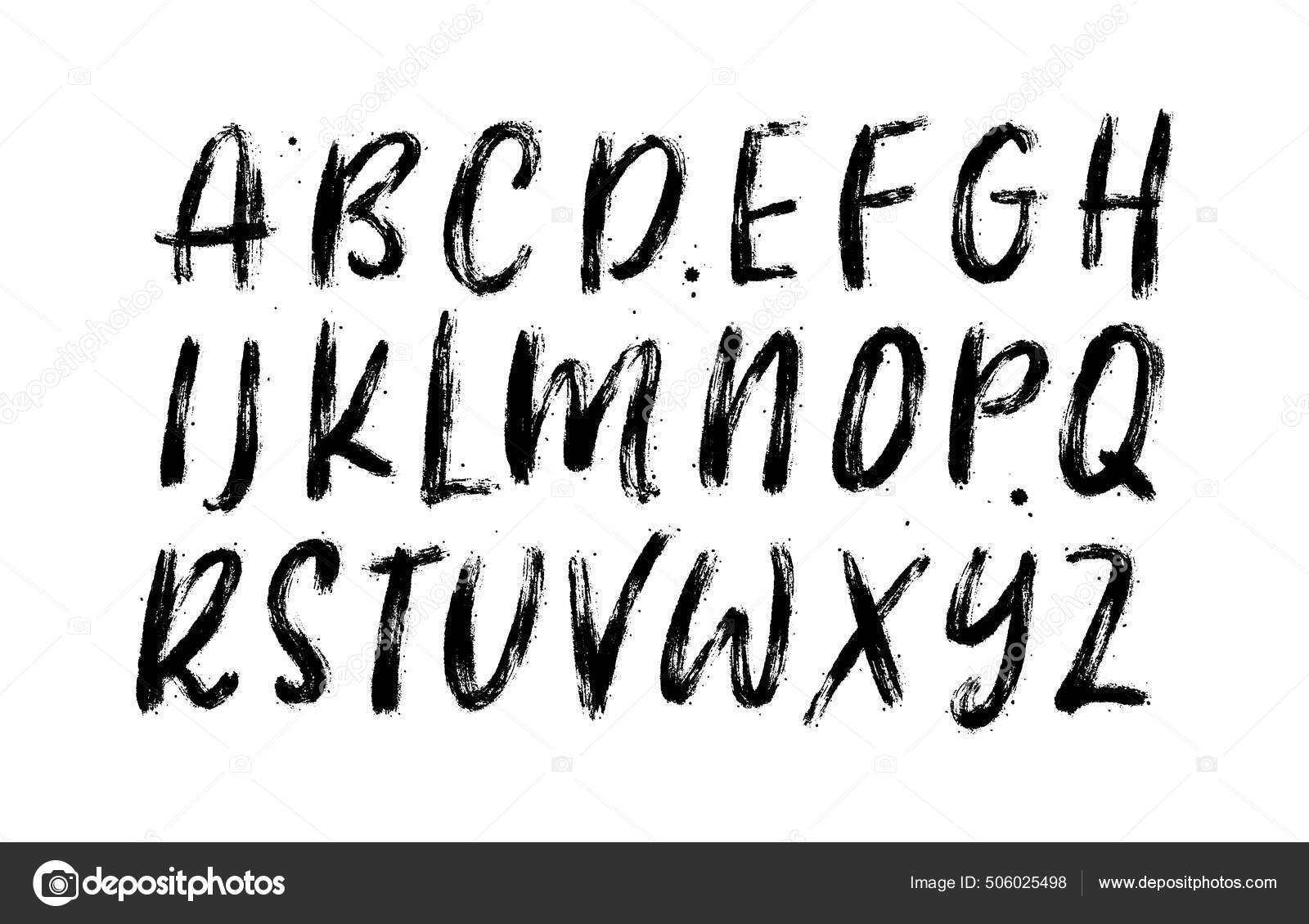 Brush Stroke Letters Logo Design Hand Drawn Dry Brush Font Stock Vector ...