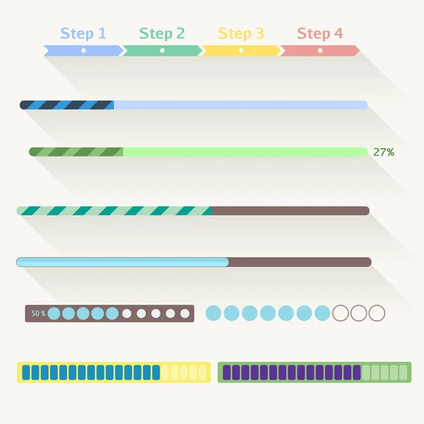Flat Web Design Progress Bars Set Set Various Elements Used — Stock ...